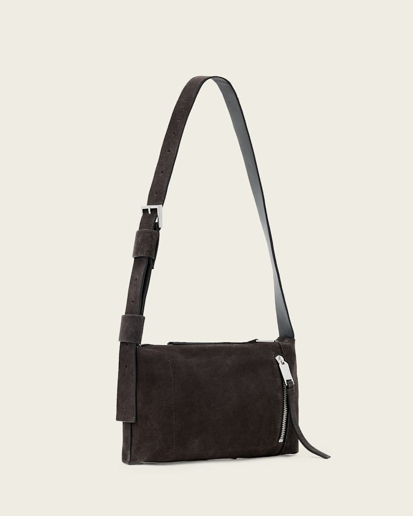 Alba Suede Crossbody Bag Bitter Brown | ALLSAINTS US